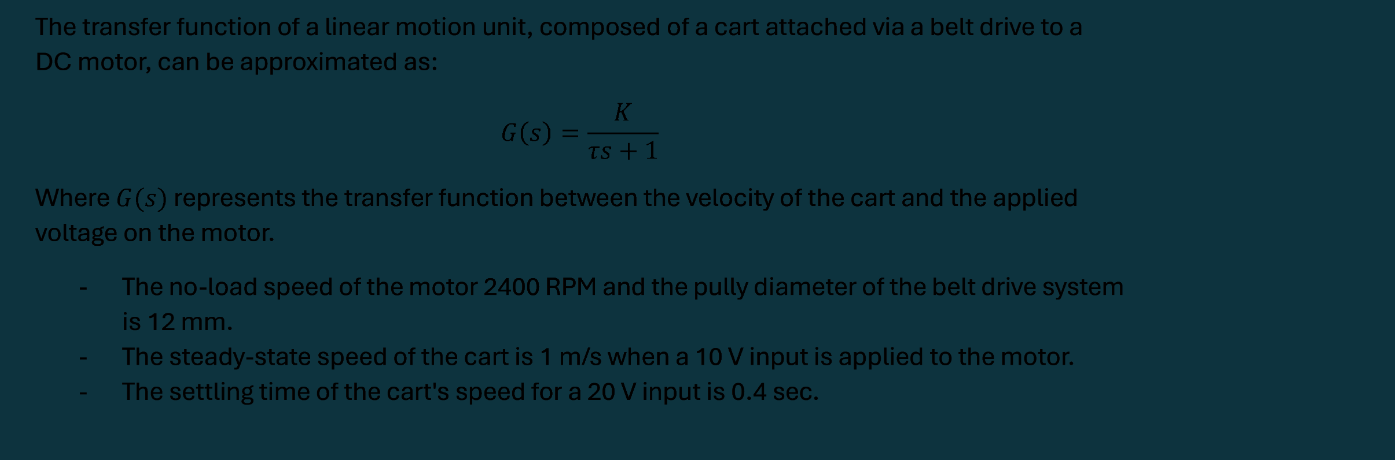 Solved The transfer function of a linear motion unit, | Chegg.com