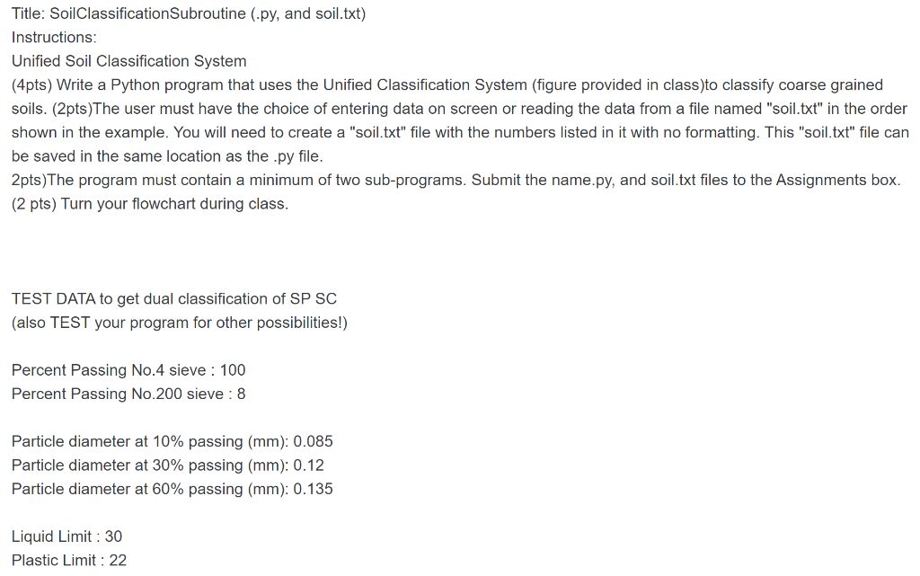 Instructions: Unified Soil Classification System | Chegg.com