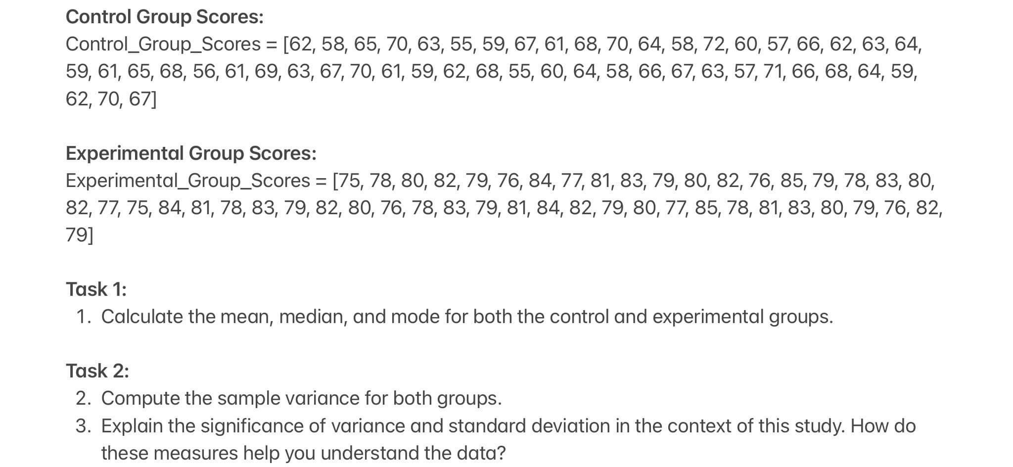 Solved Control Group Scores: Control_Group_Scores | Chegg.com