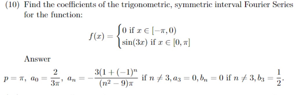 Solved (10) Find the coefficients of the trigonometric, | Chegg.com