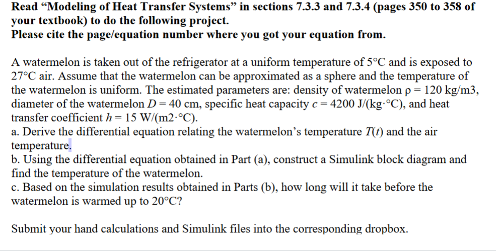Read "Modeling of Heat Transfer Systems" in sections | Chegg.com
