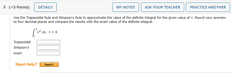 Solved Use the Trapezoidal Rule and Simpson's Rule to | Chegg.com