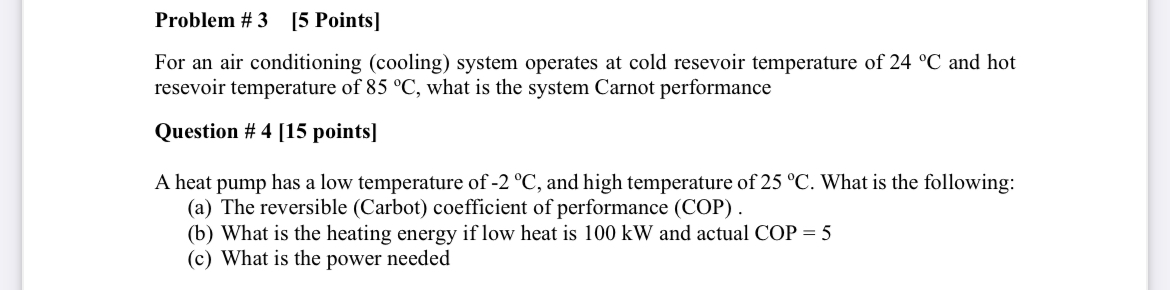Solved Problem # 3 [5 ﻿Points]For an air conditioning | Chegg.com
