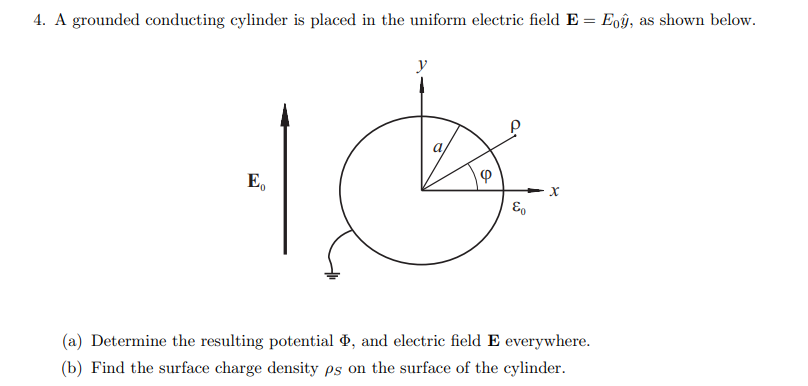 Solved 4. A grounded conducting cylinder is placed in the | Chegg.com