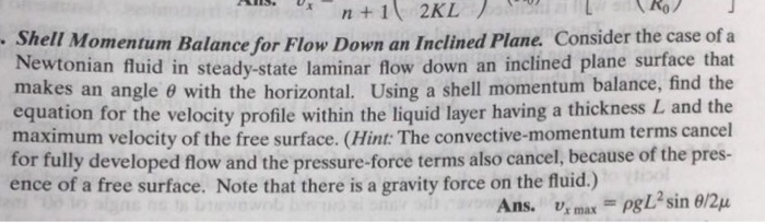 Solved Ro Shell Momentum Balance for Flow Down an Inclined | Chegg.com