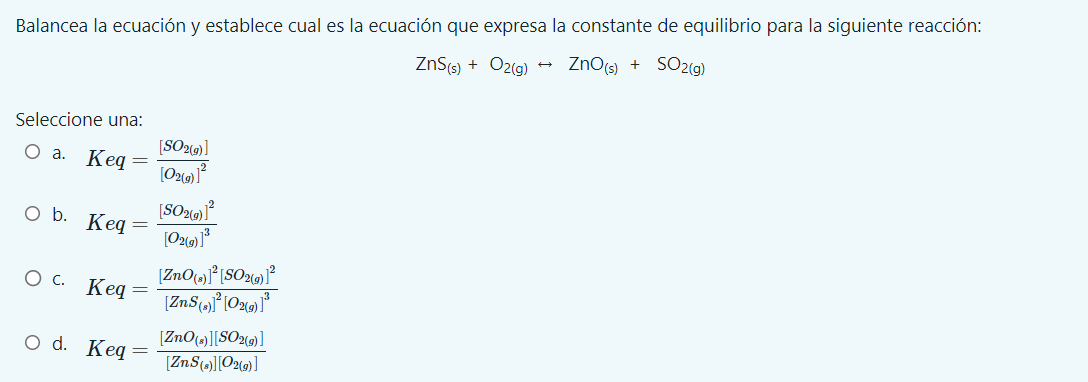 Solved Balancea la ecuación y establece cual es la ecuación | Chegg.com
