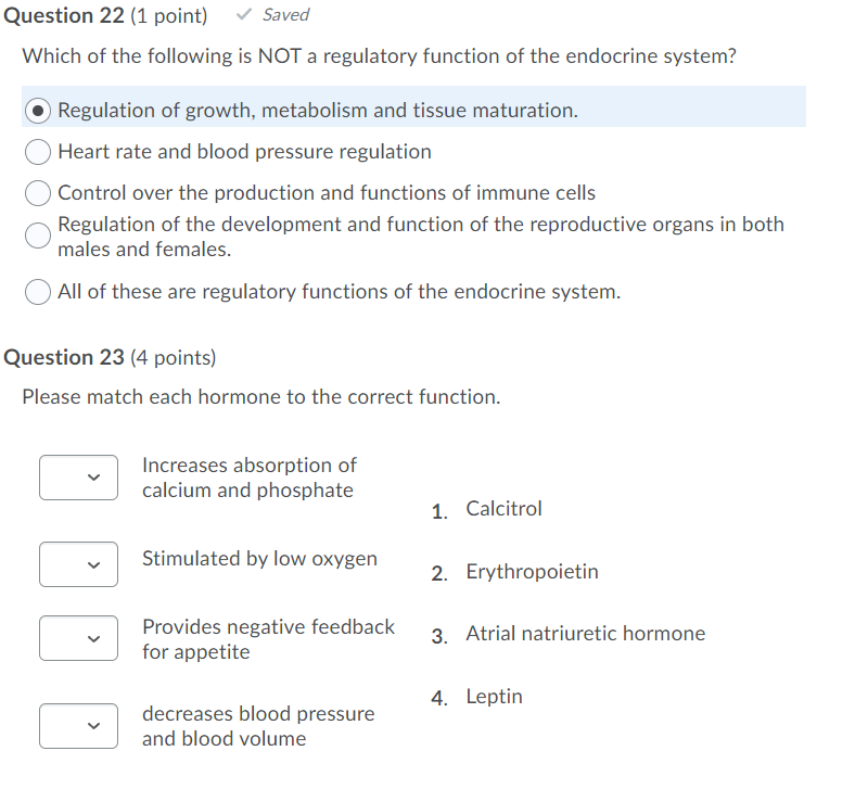 Solved Question 22 (1 point) Saved Which of the following is | Chegg.com