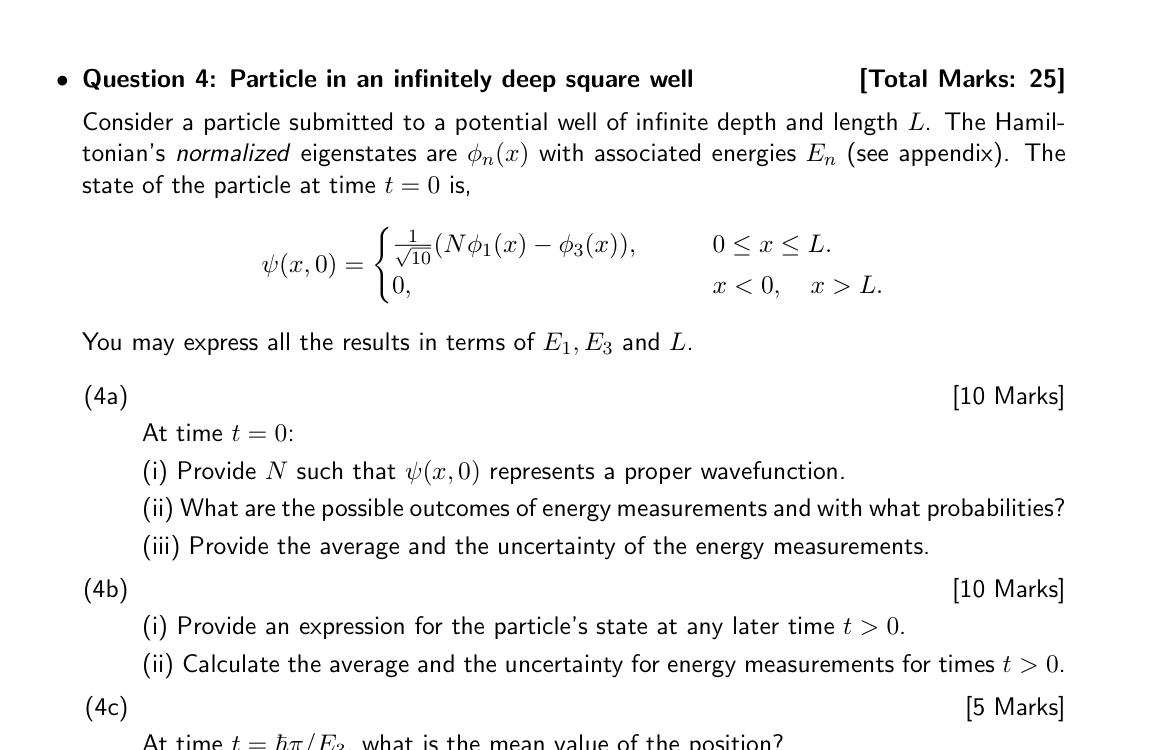 Solved Question 4: Particle in an infinitely deep square | Chegg.com
