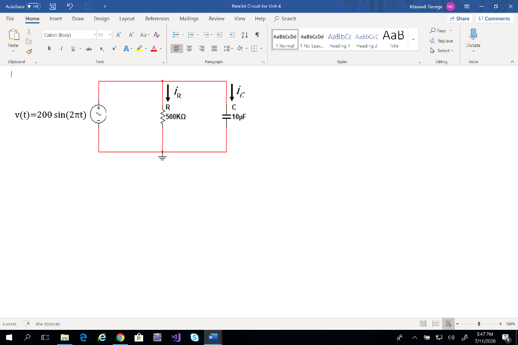 Solved Problem 1. In the following parallel RC network, | Chegg.com