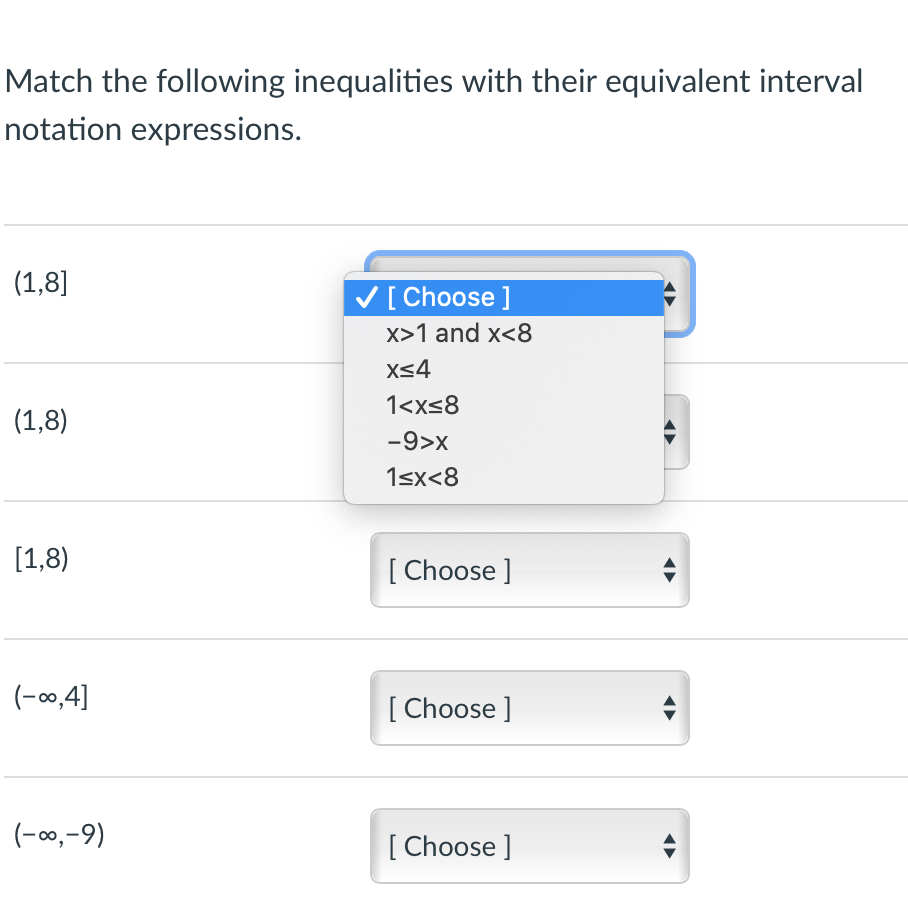 Solved Match the following inequalities with their | Chegg.com