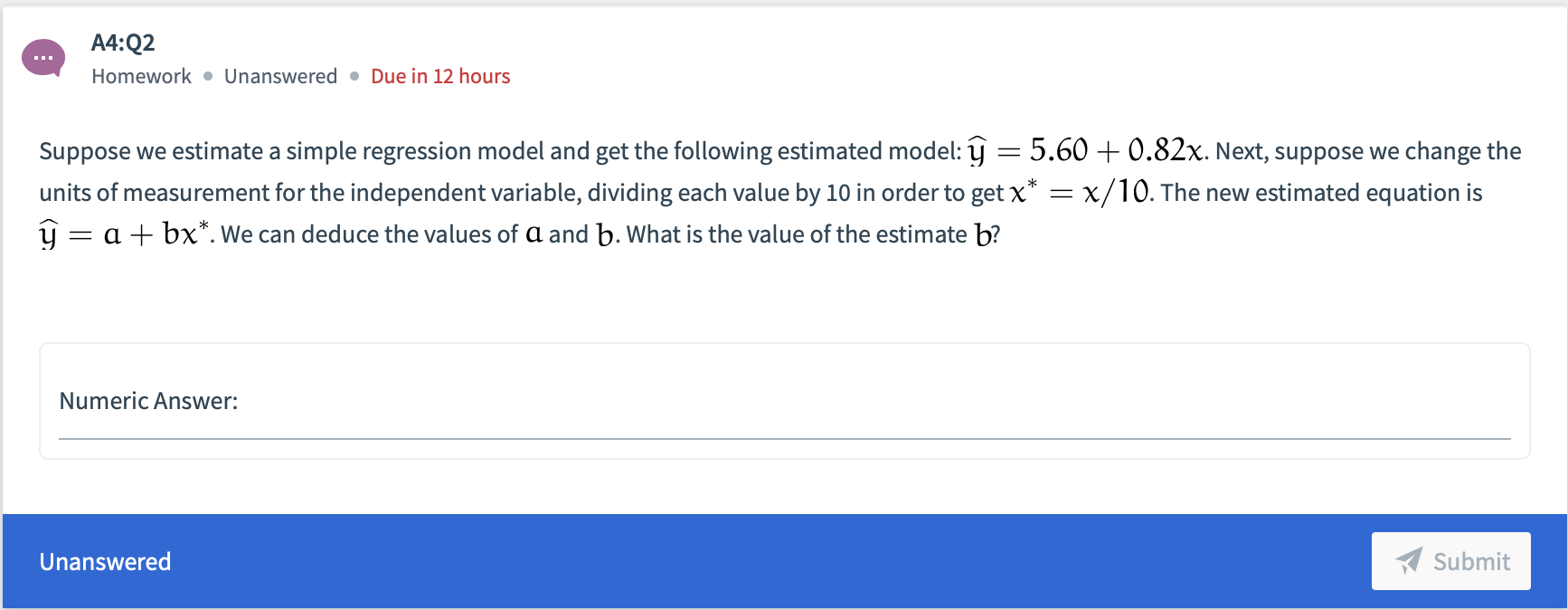 Solved Suppose we estimate a simple regression model and get | Chegg.com