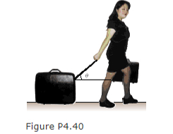 Solved A woman at an airport is towing her 19.0 ﻿kg suitcase | Chegg.com