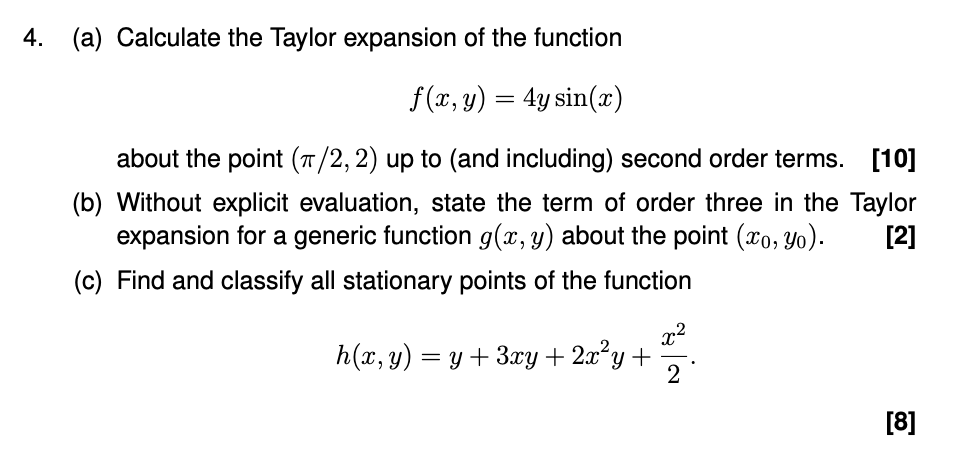 Solved 4. (a) Calculate the Taylor expansion of the function | Chegg.com