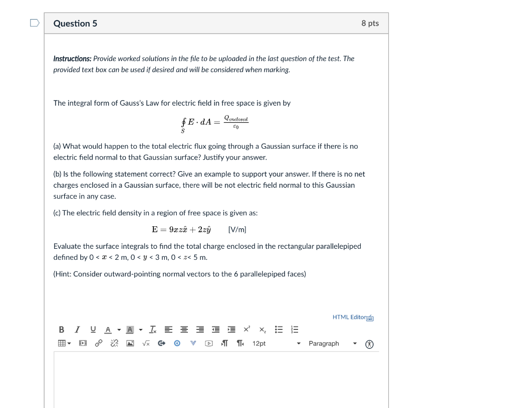 Solved Question 5 8 pts Instructions: Provide worked | Chegg.com
