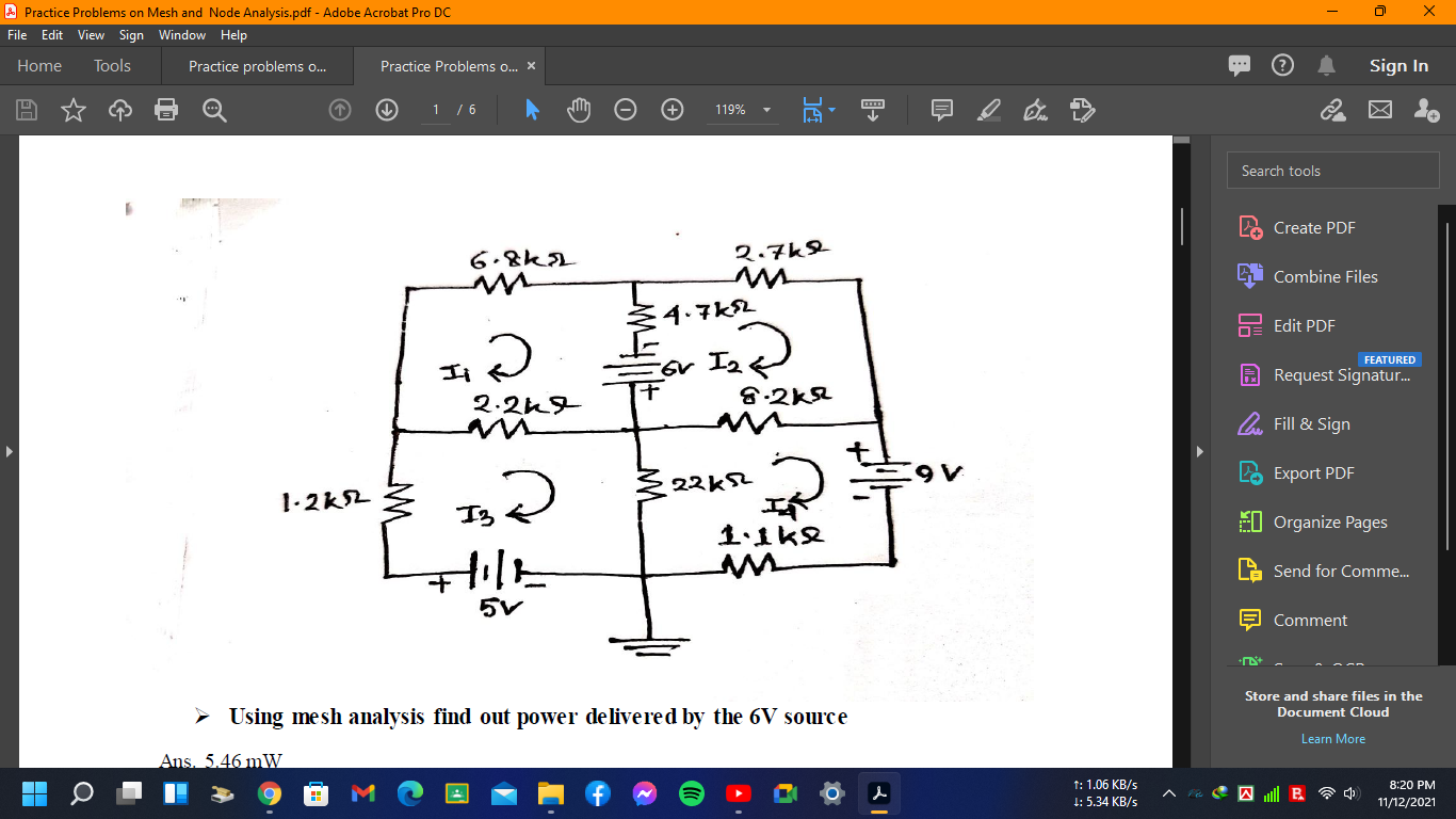 Solved A Practice Problems on Mesh and Node Analysis.pdf - | Chegg.com