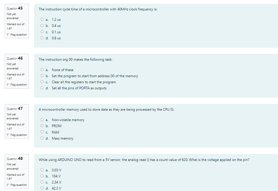 Solved Question 45 The instruction cycle time of a | Chegg.com