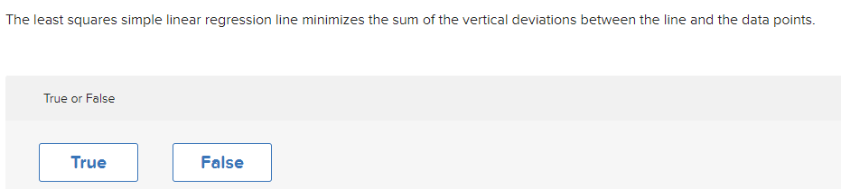 Solved The least squares simple linear regression line | Chegg.com