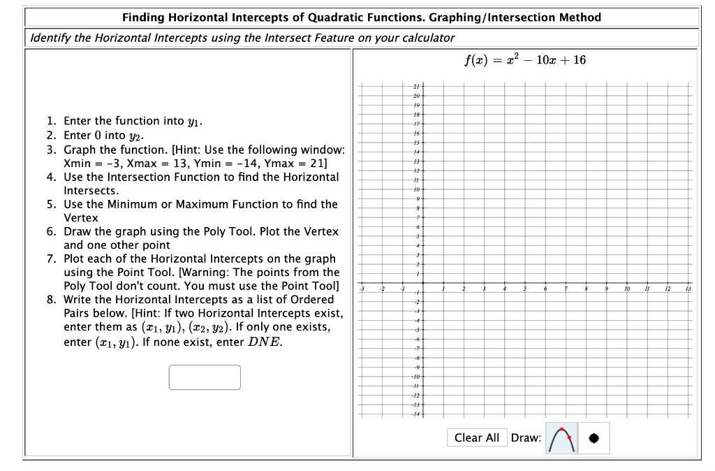 Solved Finding Horizontal Intercepts of Quadratic Functions. | Chegg.com