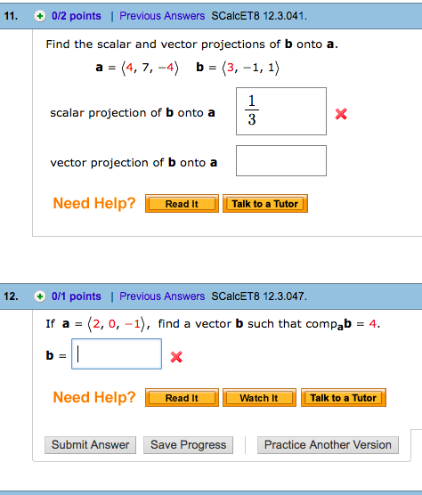 Solved 11. 0/2 points | Previous Answers SCalcET8 12.3.041 | Chegg.com