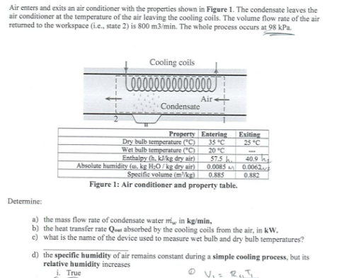 Solved Air enters and exits an air conditioner with the | Chegg.com