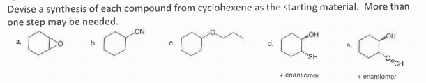 Solved Devise a synthesis of each compound from cyclohexene | Chegg.com
