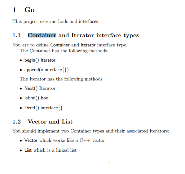 Solved 1 Go This project uses methods and interfaces. 1.1 | Chegg.com