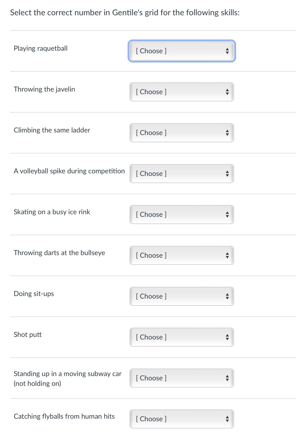 Solved Select the correct number in Gentile's grid for the | Chegg.com