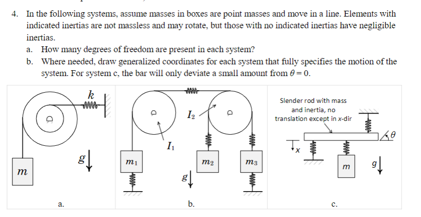 Solved 4. In the following systems, assume masses in boxes | Chegg.com