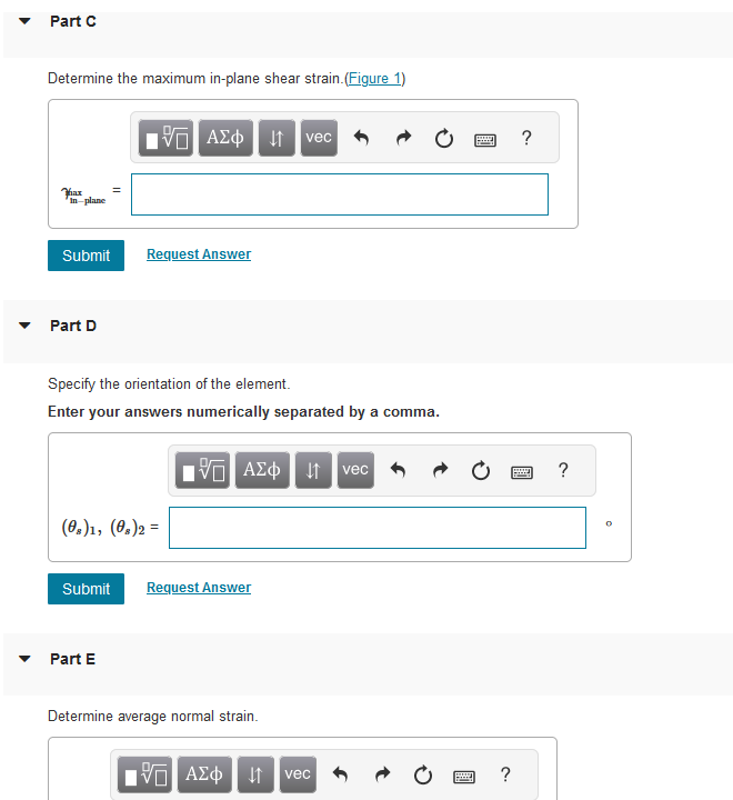 Solved The state of strain at the point has components of