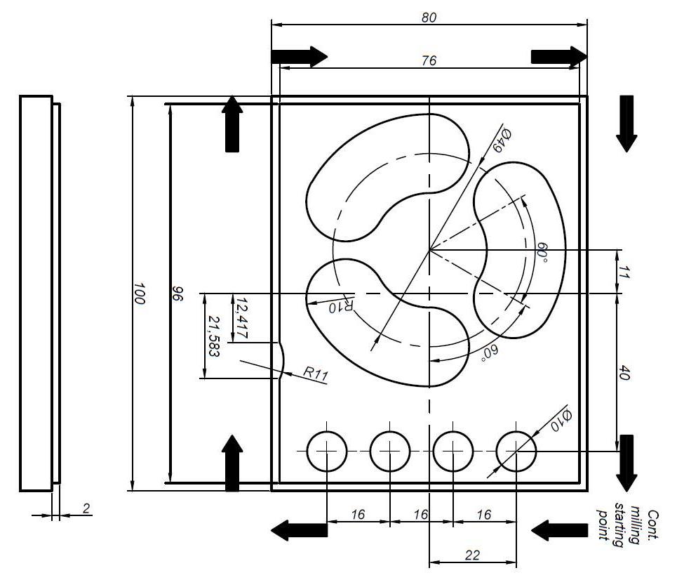 Solved Could you help me with the milling G-code of the | Chegg.com