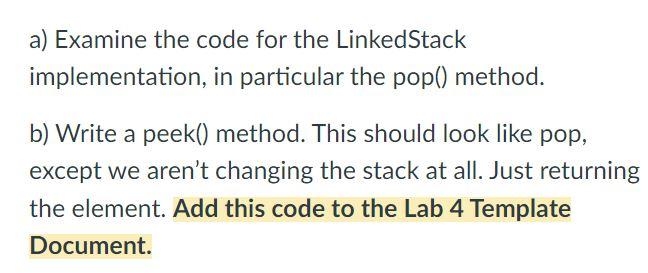 Solved public I pop () throws EmptyCollectionException { if | Chegg.com