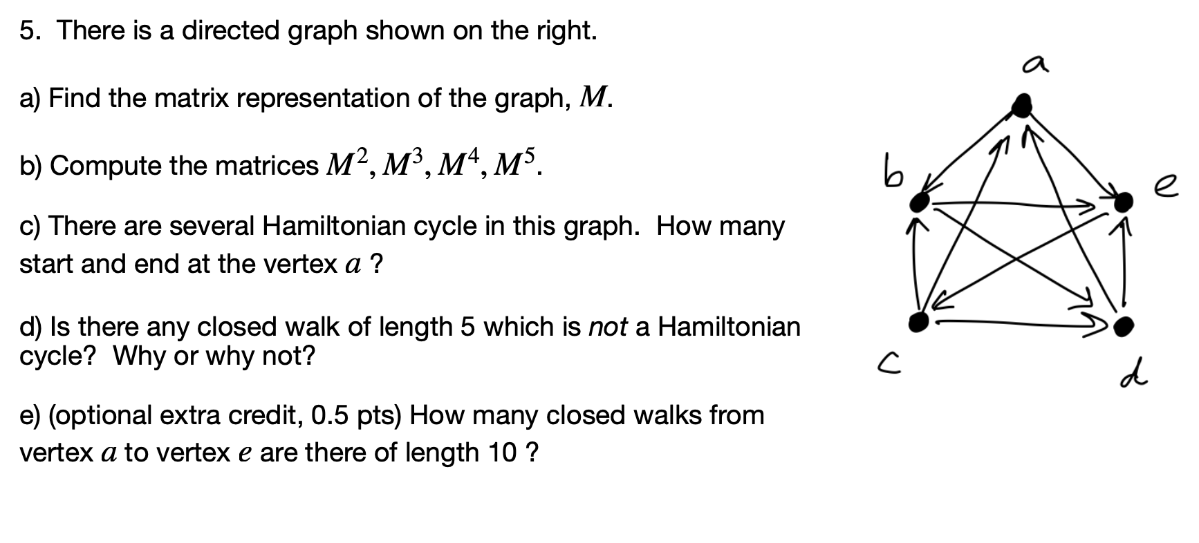 Solved 5. There is a directed graph shown on the right. a) | Chegg.com
