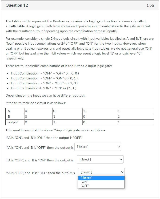 Solved Question 12 1 pts The table used to represent the | Chegg.com
