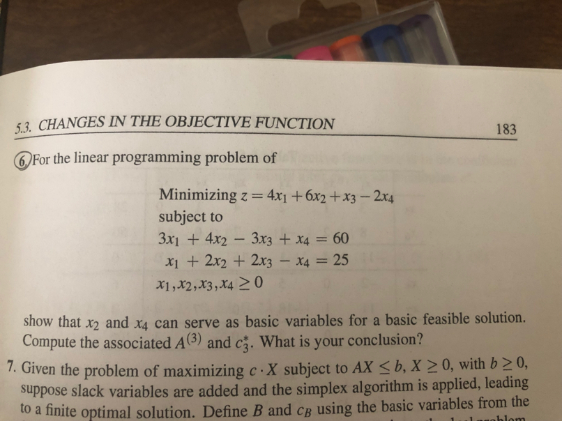 Solved 5.3. С 3 CHANGES IN THE OBJECTIVE FUNCTION 183 6 For | Chegg.com