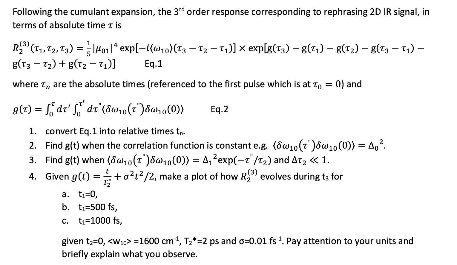 Following the cumulant expansion, the 3rd order | Chegg.com