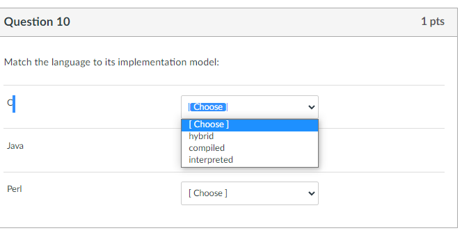 Solved Match language implementation model to its | Chegg.com