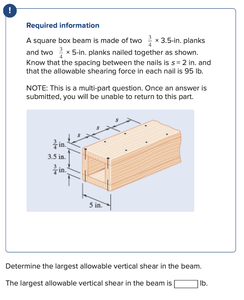 Solved Required information A square box beam is made of two | Chegg.com
