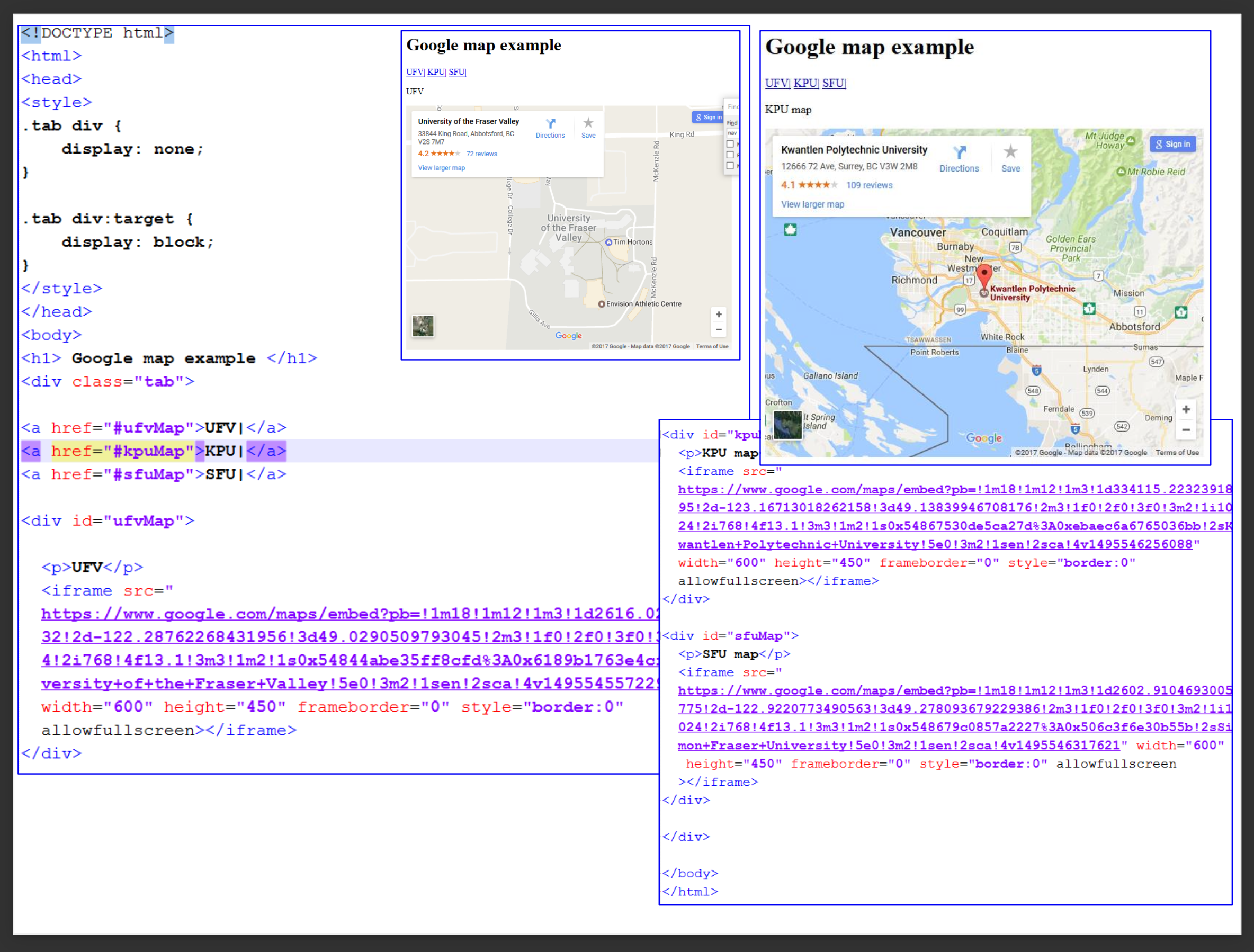 Solved 3.1 Three Google Maps In this exercise, we will add 3 | Chegg.com