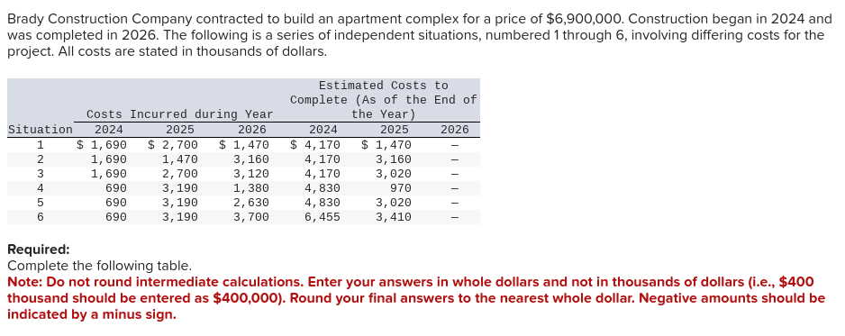 Solved Brady Construction Company contracted to build an | Chegg.com