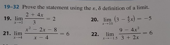 Solved 19-32 Prove the statement using the e. 8 definition | Chegg.com