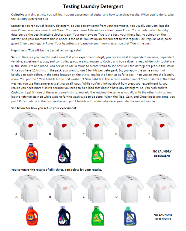 Solved Testing Laundry Detergent Objectives: In this | Chegg.com