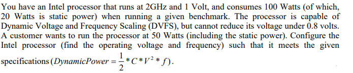 Solved You have an Intel processor that runs at 2GHz and 1 | Chegg.com