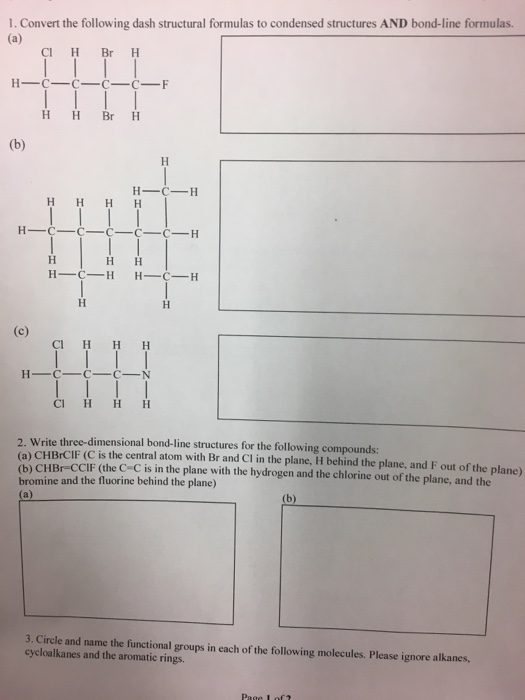 Solved 1. Convert the following dash structural formulas to | Chegg.com