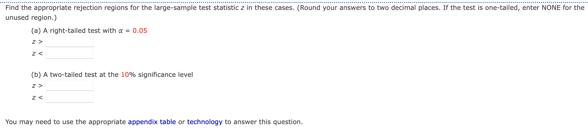 Solved Find the appropriate rejection regions for the | Chegg.com