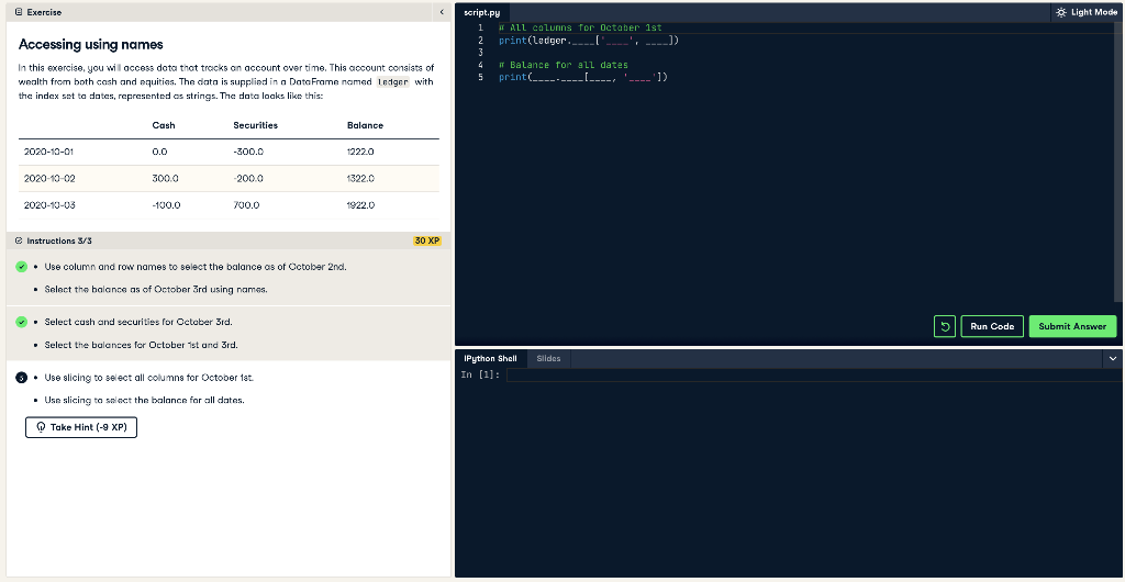 Solved e Exercise Light Mode Accessing using names In this | Chegg.com