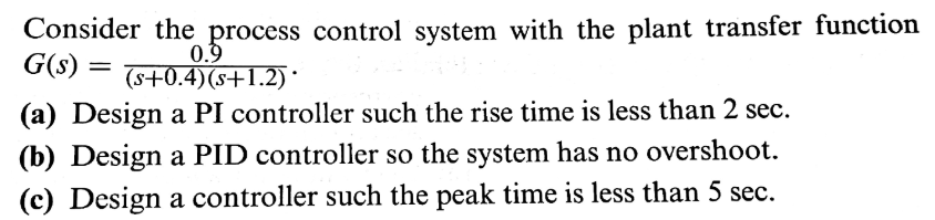 Solved 0.9 Consider the process control system with the | Chegg.com