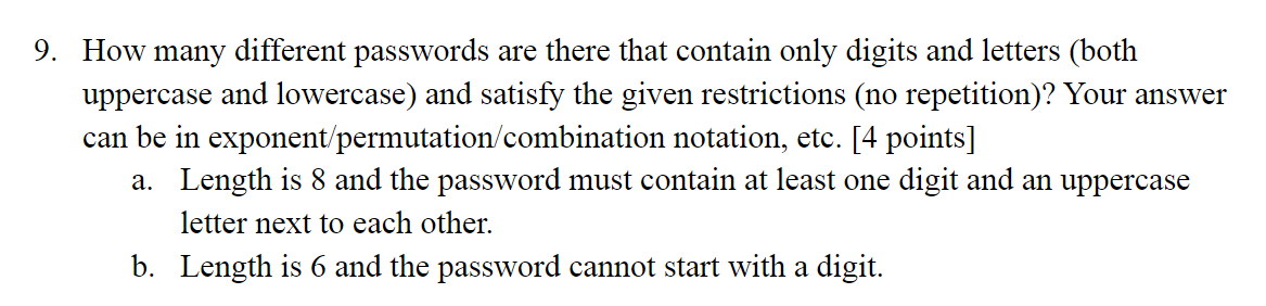 Solved 9. How many different passwords are there that | Chegg.com