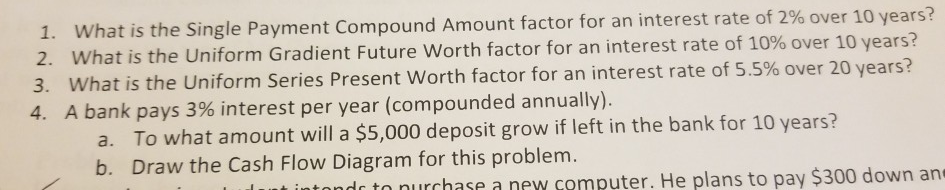 Solved 1. What is the Single Payment Compound Amount factor | Chegg.com
