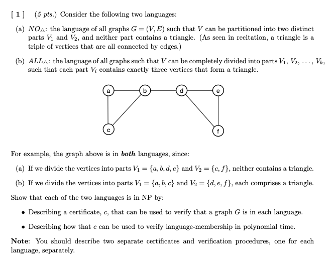 Solved [1] (5 pts.) Consider the following two languages: | Chegg.com