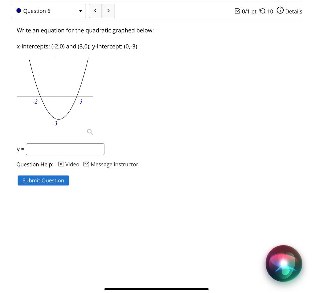 Solved Write an equation for the quadratic graphed below: | Chegg.com